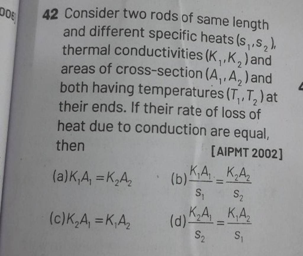 42 Consider Two Rods Of Same Length And Different Specific Heats S1 S2