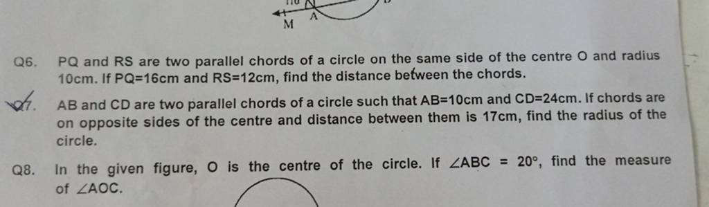 Q6. PQ and RS are two parallel chords of a circle on the same side of the..