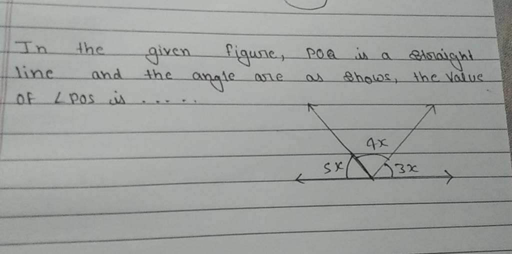 In the given figure, POQ is a straight line and the angle are as shows, t..
