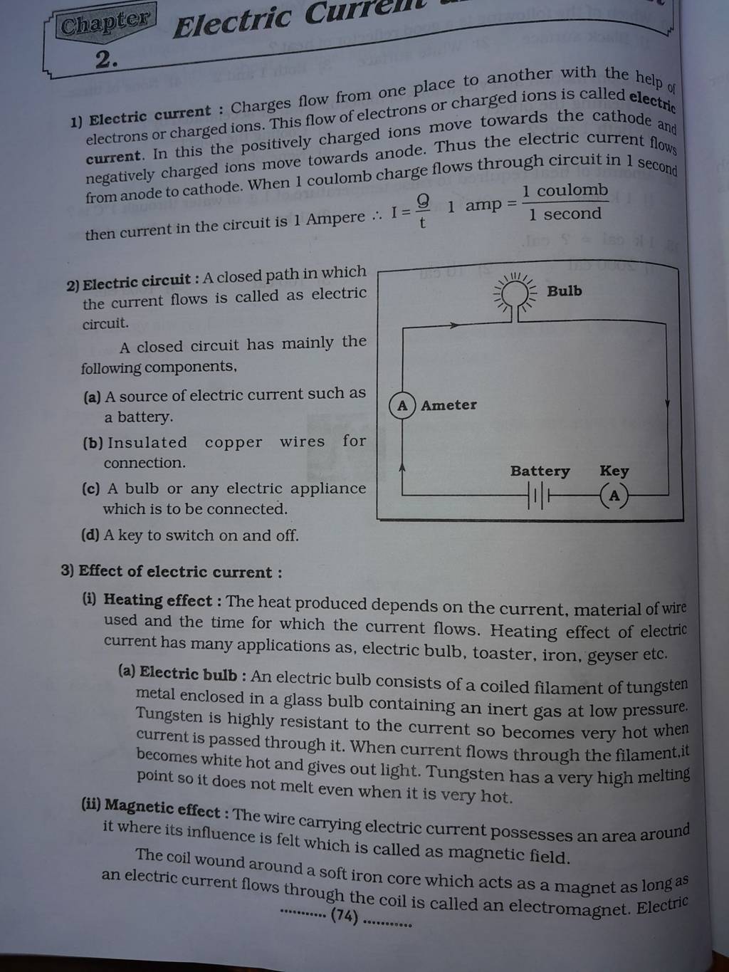 Effect of electric current : (i) Heating effect : The heat produced depe..