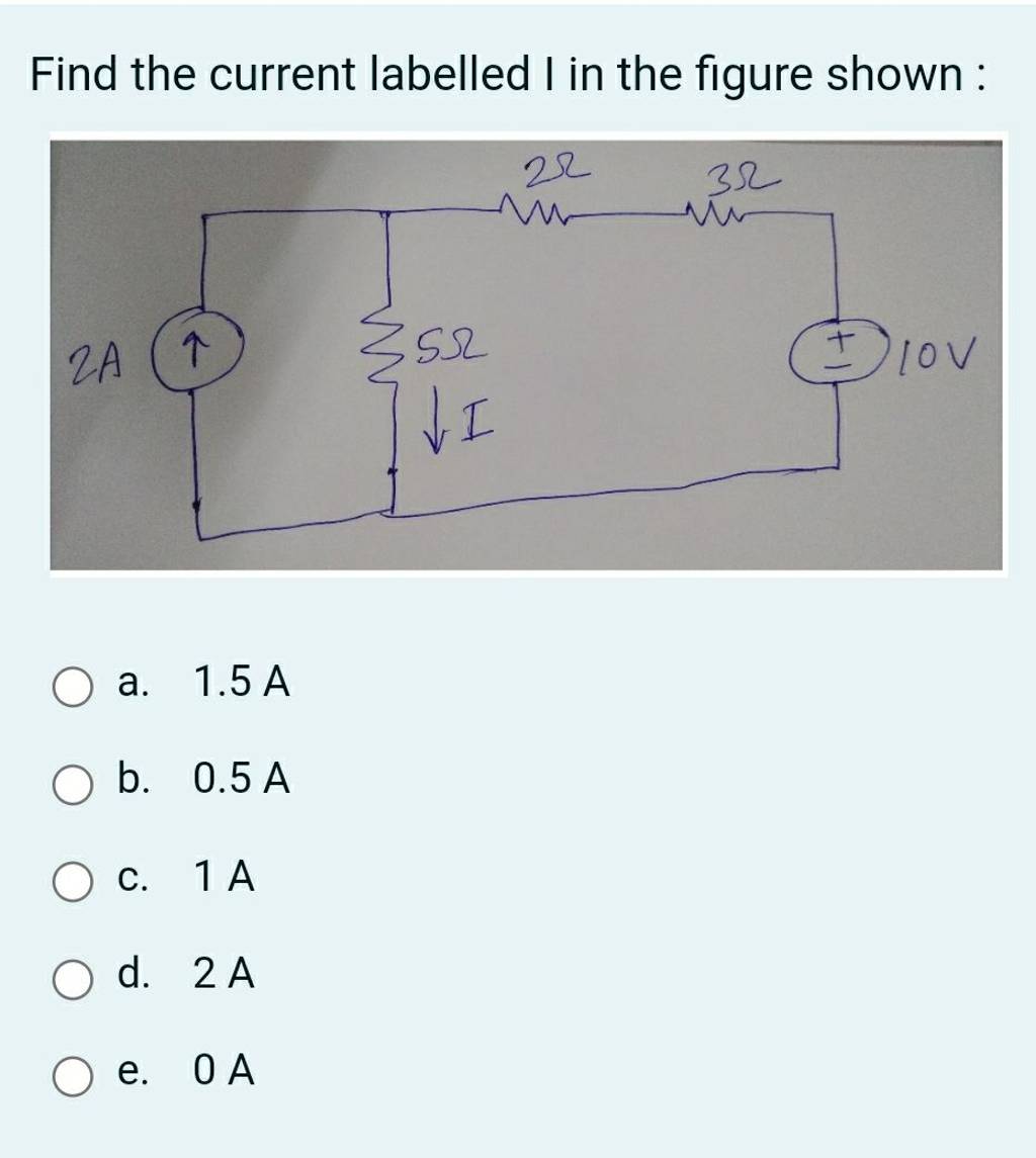 Find the current labelled I in the figure shown : | Filo