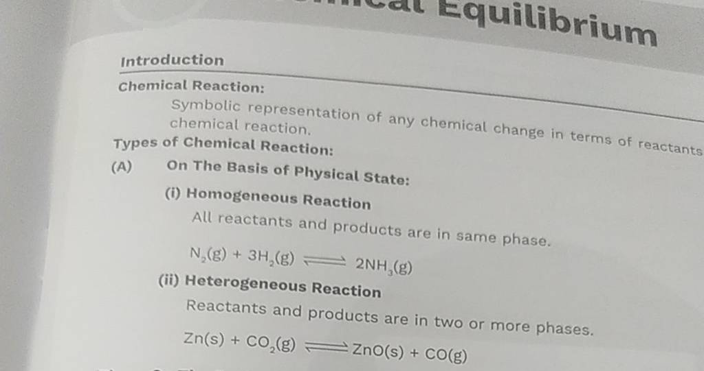 Introduction Chemical Reaction: Symbolic representation of any chemical c..
