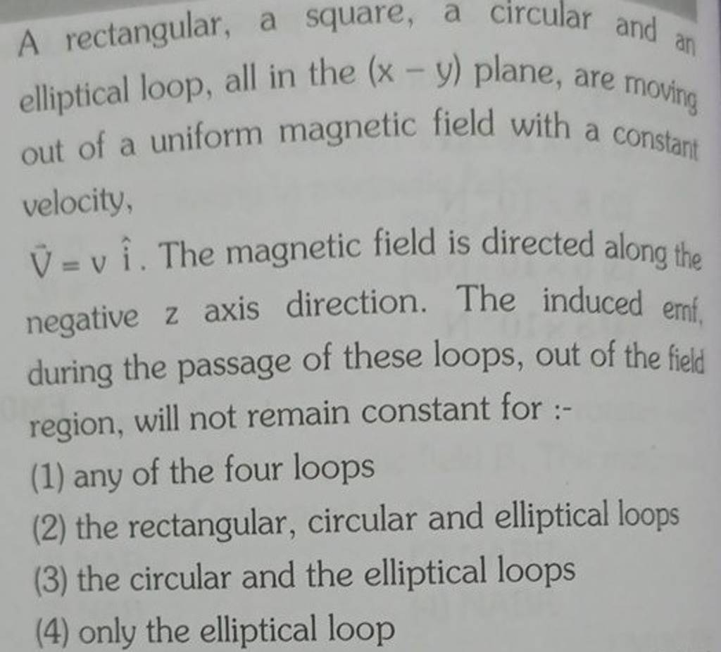 A Rectangular A Square A Circular And An Elliptical Loop All In The X