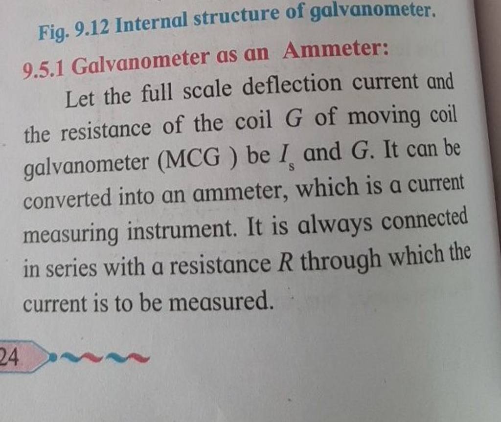 Fig. 9.12 Internal structure of galvanometer. 9.5.1 Galvanometer as an Am..