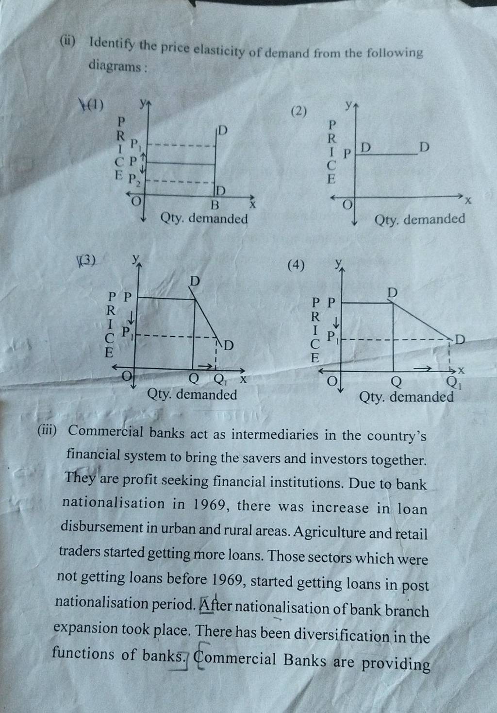 (ii) Identify the price elasticity of demand from the following diagrams