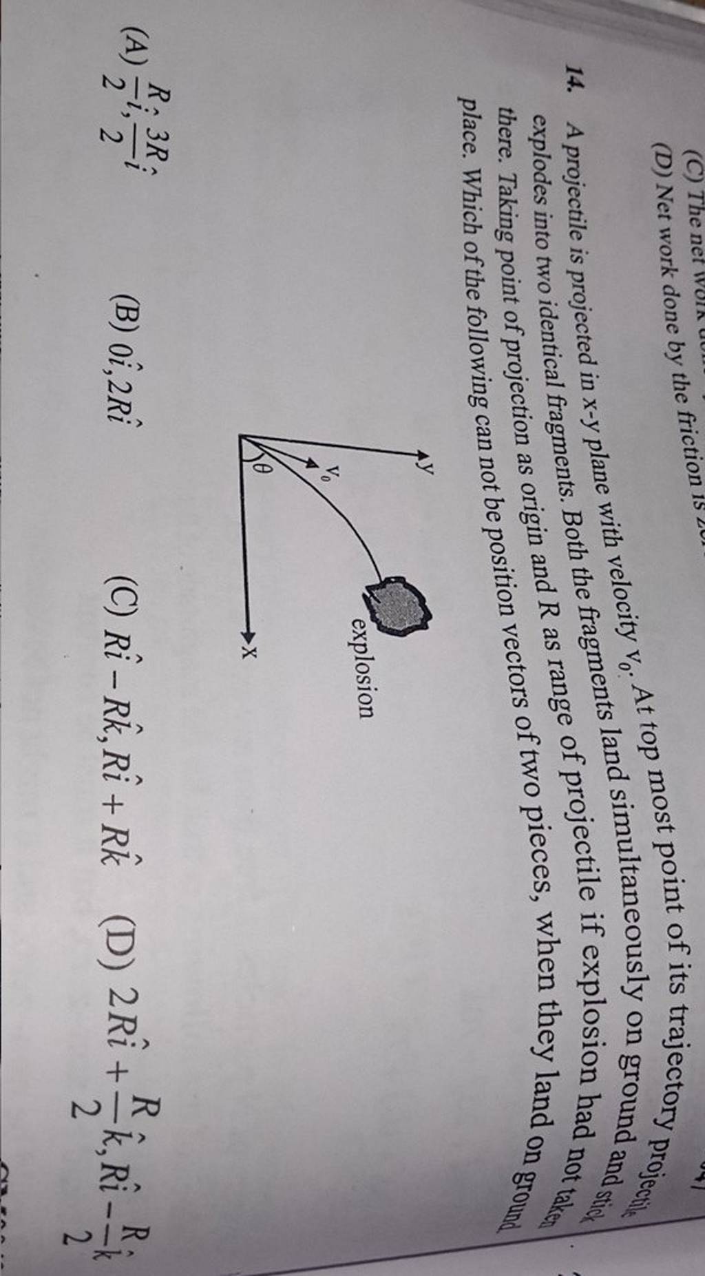 A Projectile Is Projected In X Y Plane With Velocity V0 At Top Most Poi