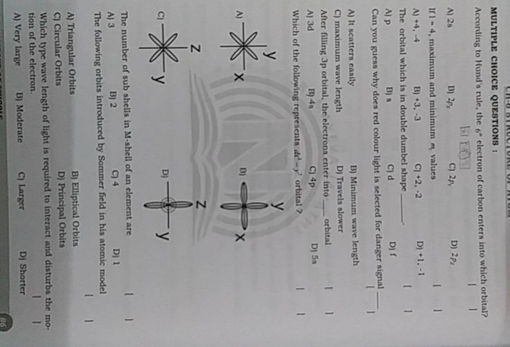 The orbital which is in double dumbel shape | Filo