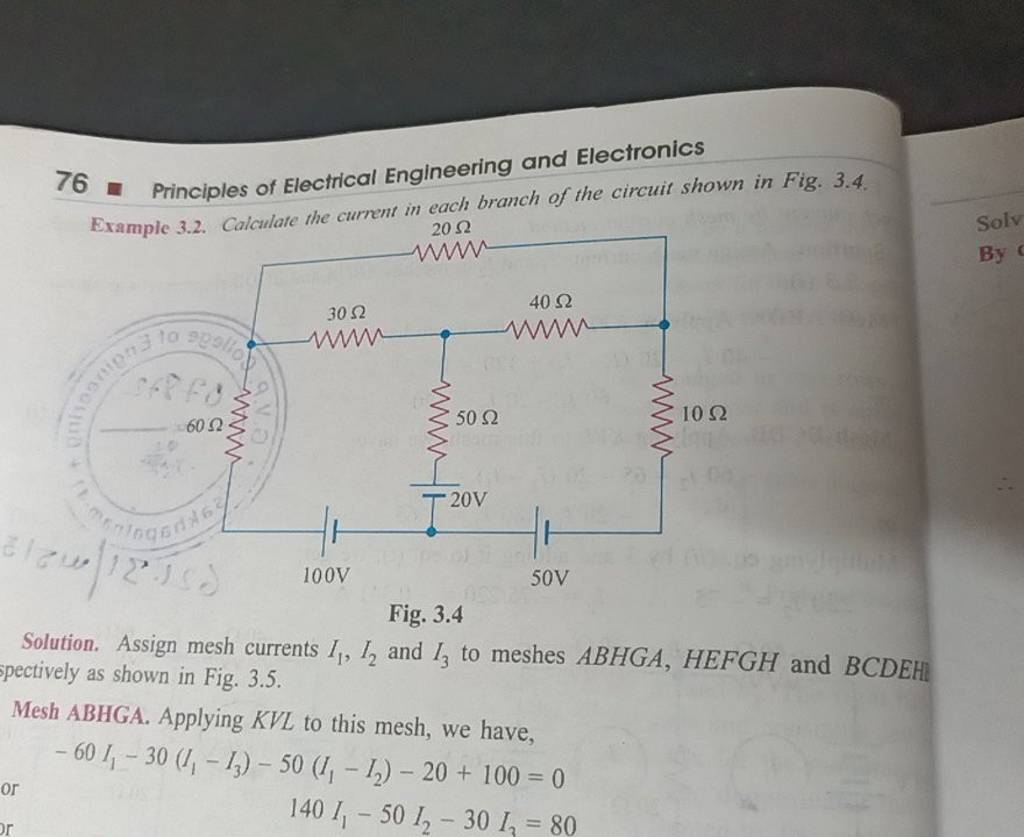 76 Principles of Electrical Engineering and Electronics Example 3.2. Calc..