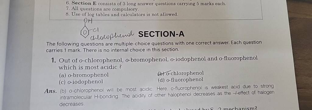 Section E consists of 3 long answer questions carrying 5 marks each. 7. A..