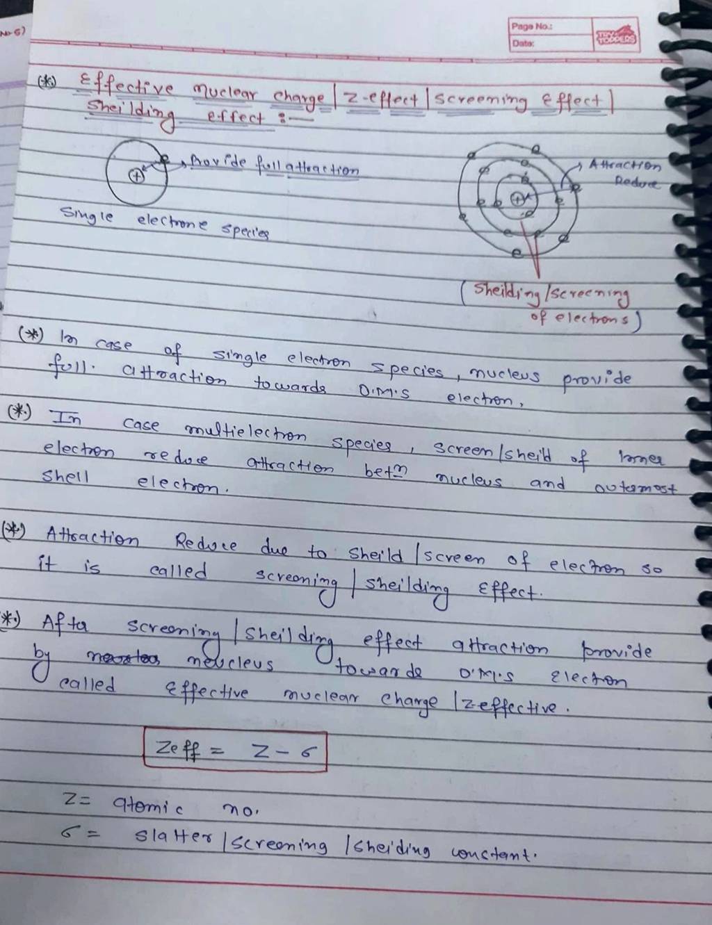 Effective muclear charge|z-effect |screening Effect sheilding effect ..