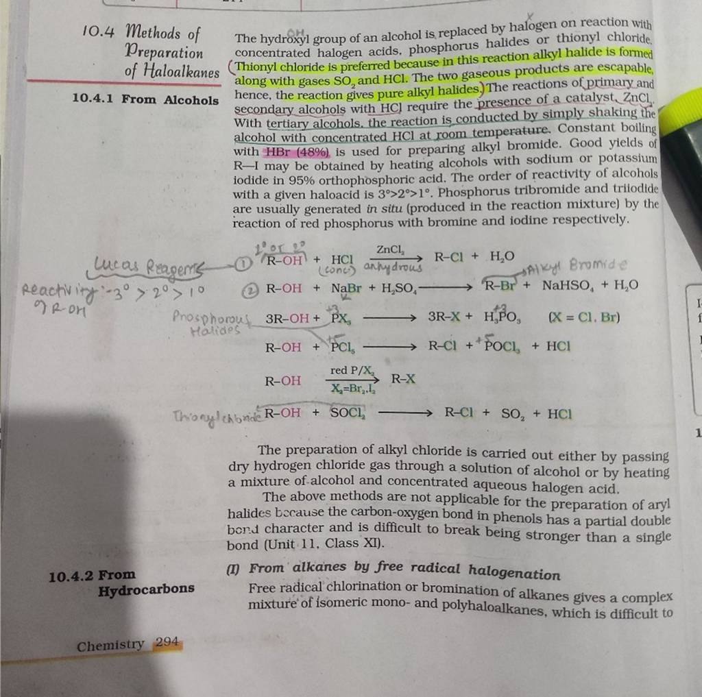 10 4 Methods Of The Hydroxyl Group Of An Alcohol Is Replaced By Halogen O