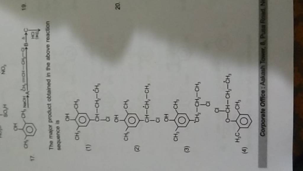 19 The Major Product Obtained In The Above Reaction Sequence Is Filo