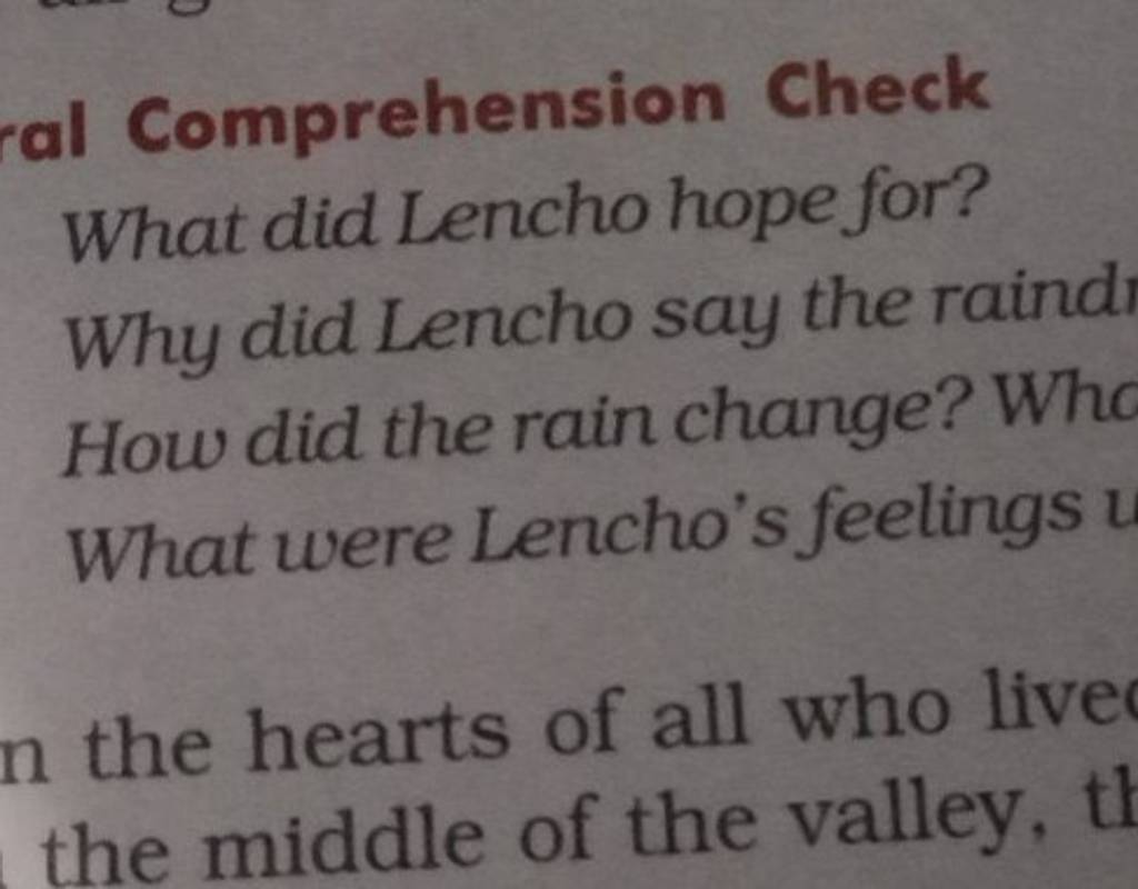 al Comprehension Check What did Lencho hope for? Why did Lencho say the r..