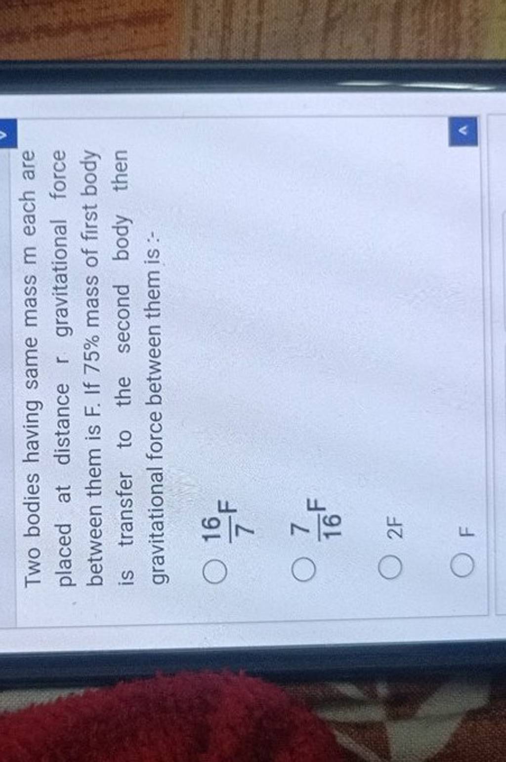Two bodies having same mass m each are placed at distance r gravitational..