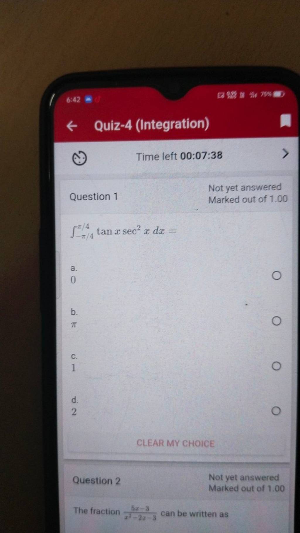 Quiz-4 (Integration) Time left 00:07:38 Question 1 Not yet answered Marke.. Quiz-4 (Integration) Time left 00:07:38 Question 1 Not yet answered Marke..