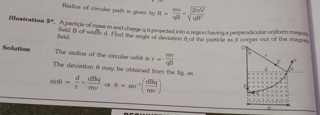 Radius of circular path is given by R=qBmv =qB22mmV IIIustration 5*. Ap..