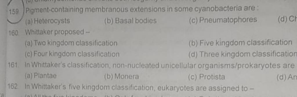 In Whittaker's classification, non-nucleated unicellular organisms/prokar..