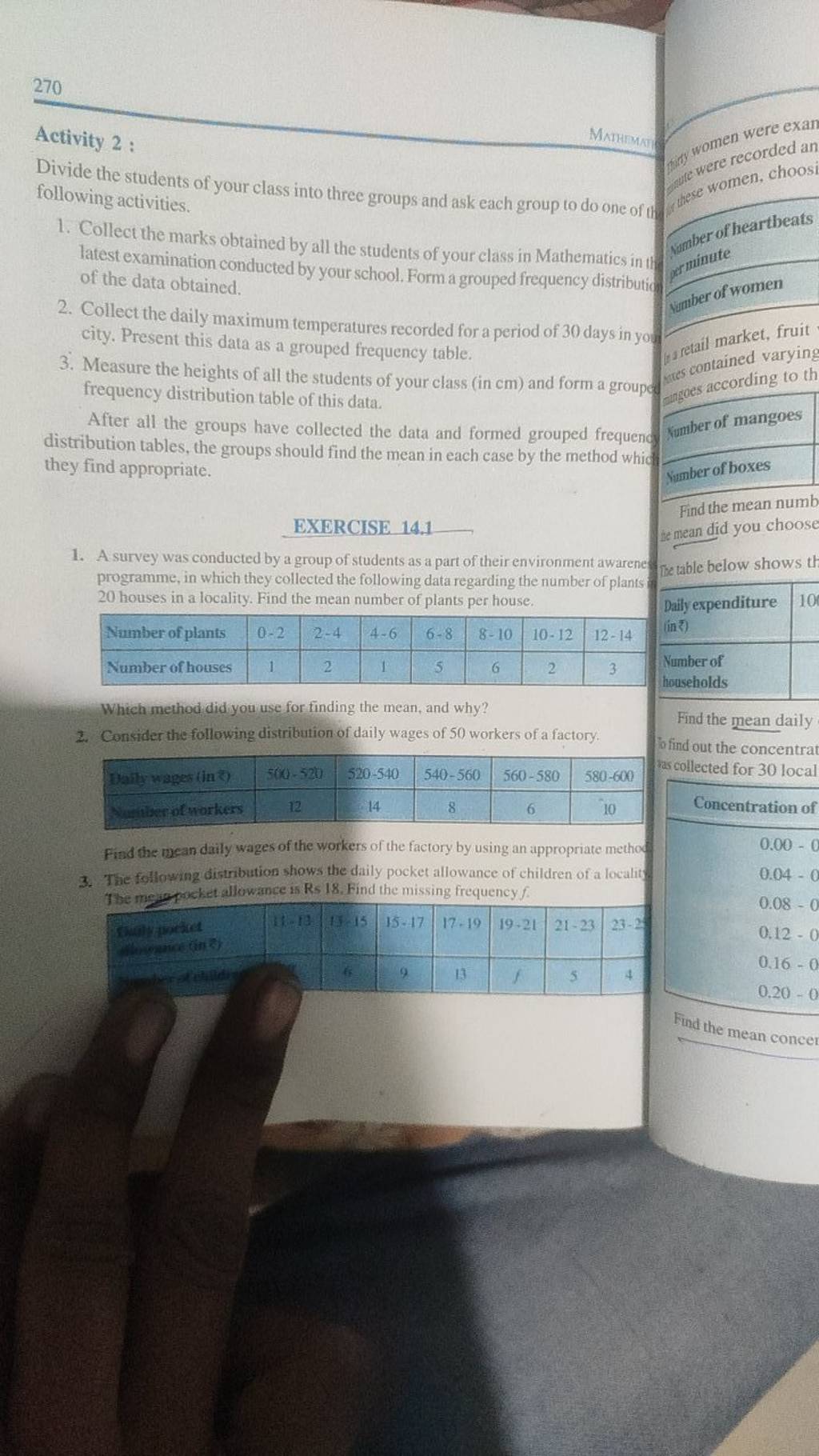 270 Activity 2 : Divide the students of your class into three groups and