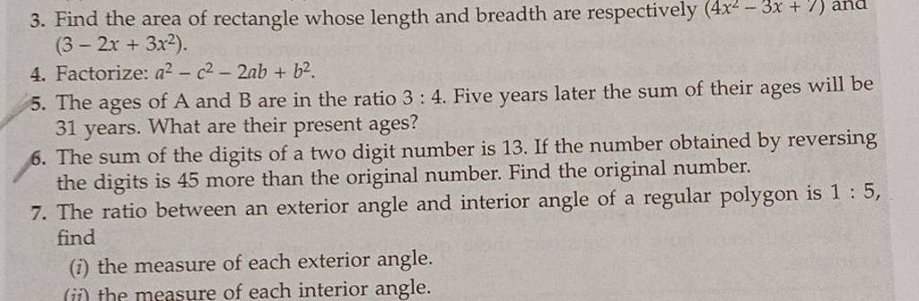3. Find the area of rectangle whose length and breadth are respectively