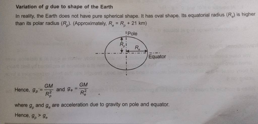 Variation of g due to shape of the Earth | Filo