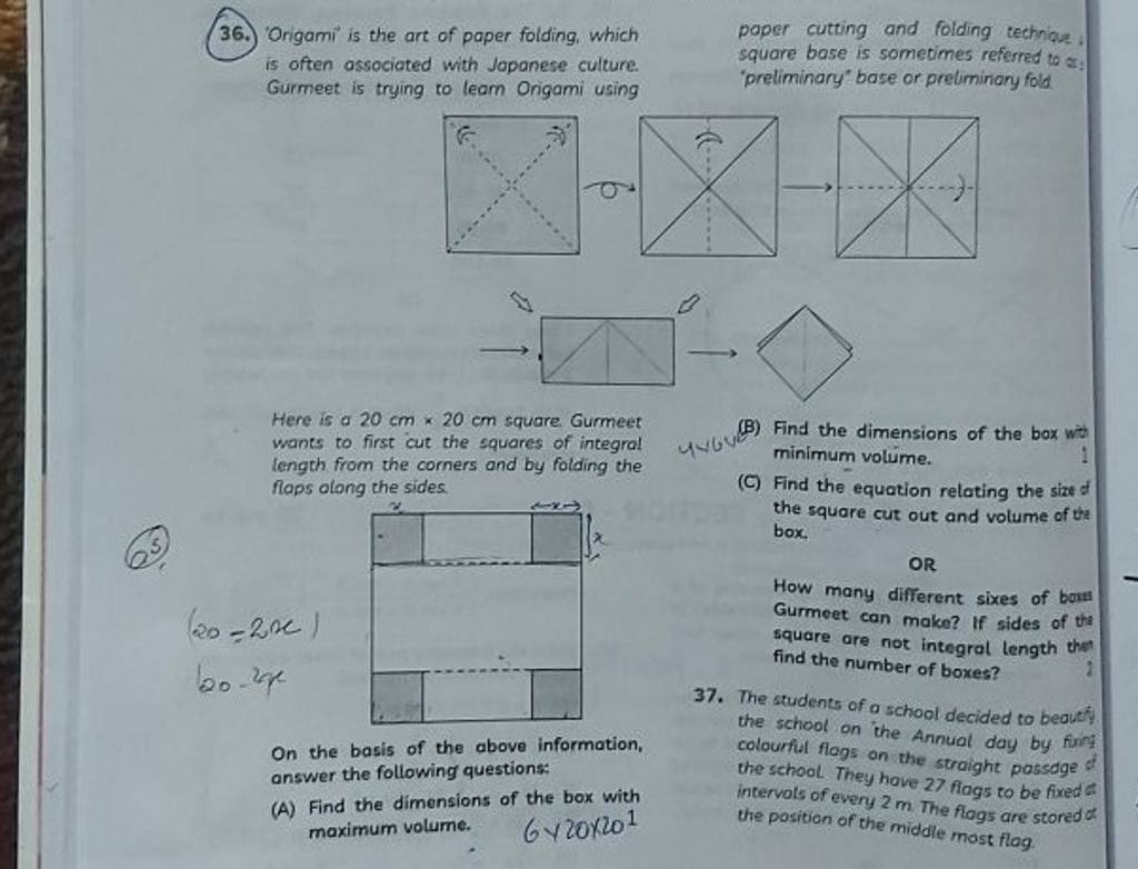 36. Origami is the art of paper folding, which poper cutting and folding