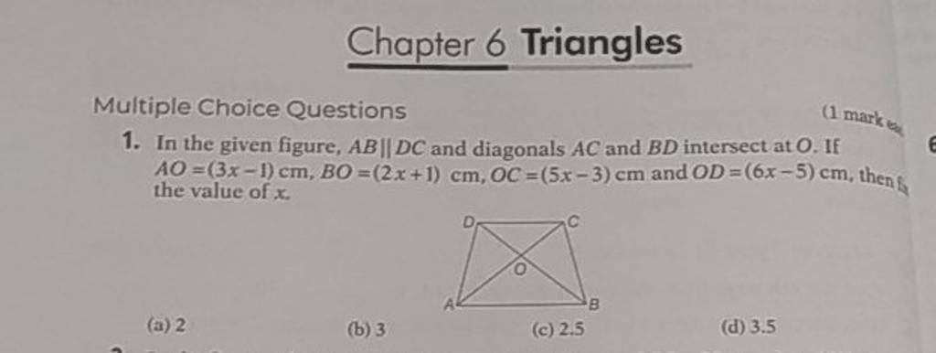 Chapter 6 Triangles Multiple Choice Questions 1. In the given figure, AB∥.. Chapter 6 Triangles Multiple Choice Questions 1. In the given figure, AB∥..