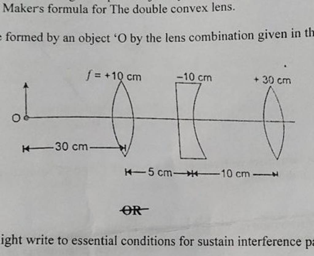 Makers formula for The double convex lens. formed by an object ' O by the..