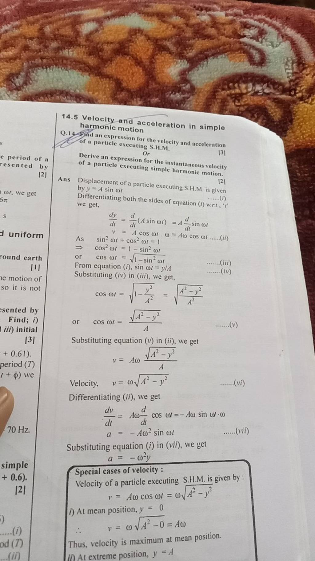 14.5 Velocity and acceleration in simple harmonic motion Q.14 Sratid an