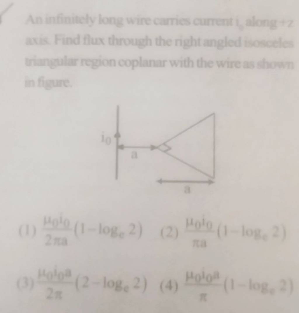 An infinitely long wire carries current is along tz axis. Find flux throu..