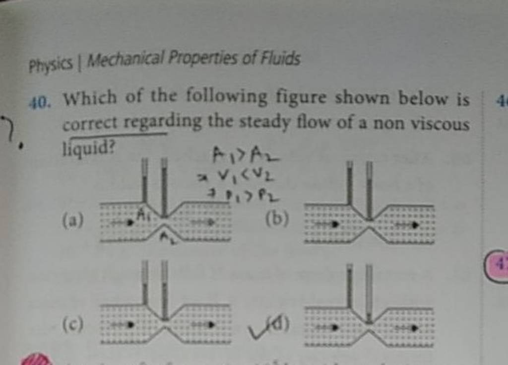 Physics | Mechanical Properties of Fluids 40. Which of the following figu..