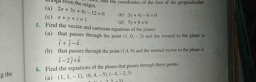 5 Find The Vector And Cartesian Equations Of The Planes Filo