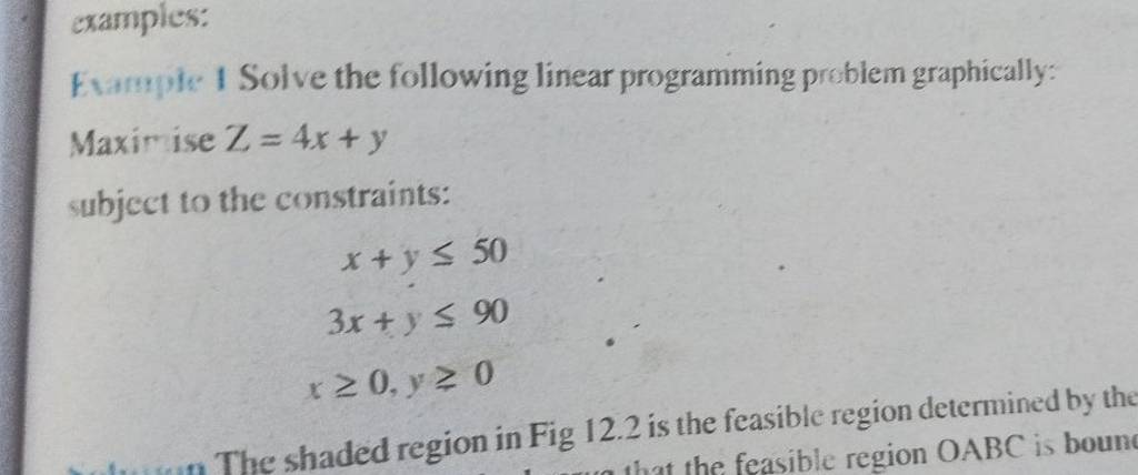 Examples Esample I Solve The Following Linear Programming Problem Graphi