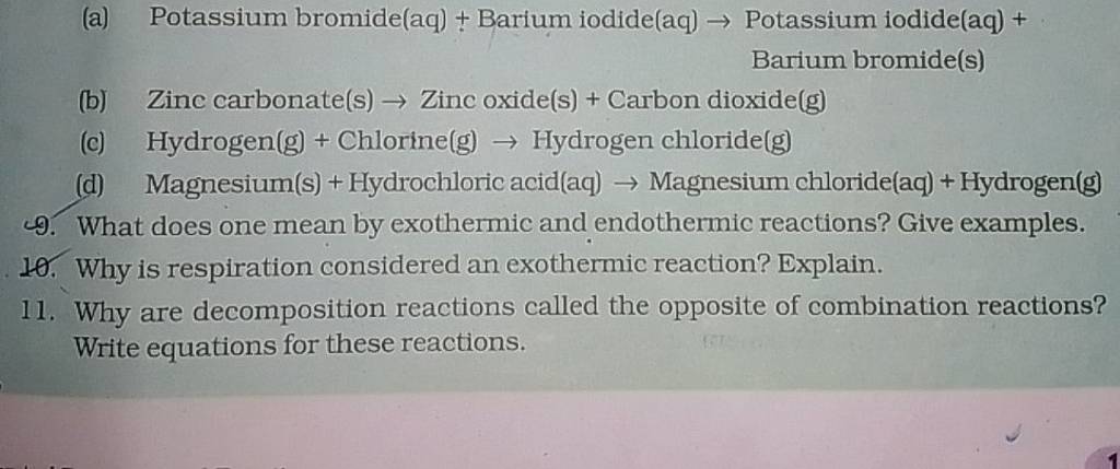 (a) Potassium bromide(aq) + Barium iodide ( aq )→ Potassium iodide ( aq )..