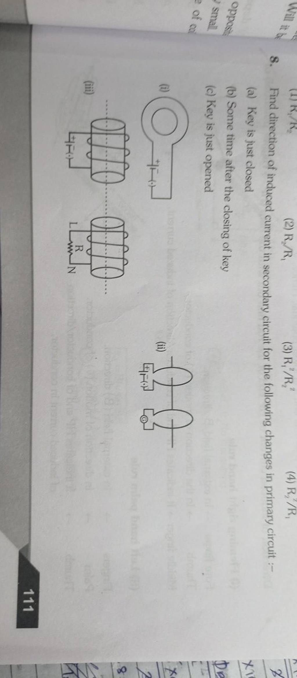 8. Find direction of induced current in secondary circuit for the followi..