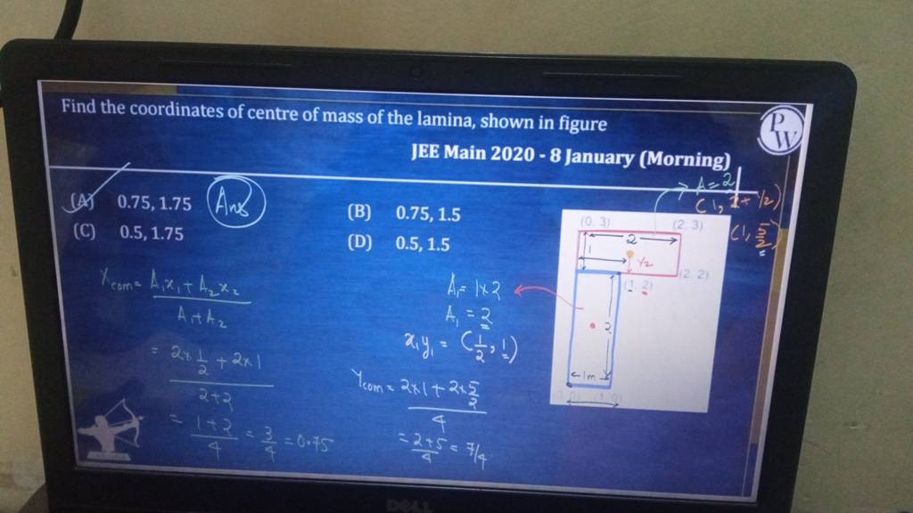 Find the coordinates of centre of mass of the lamina, shown in figure JEE..