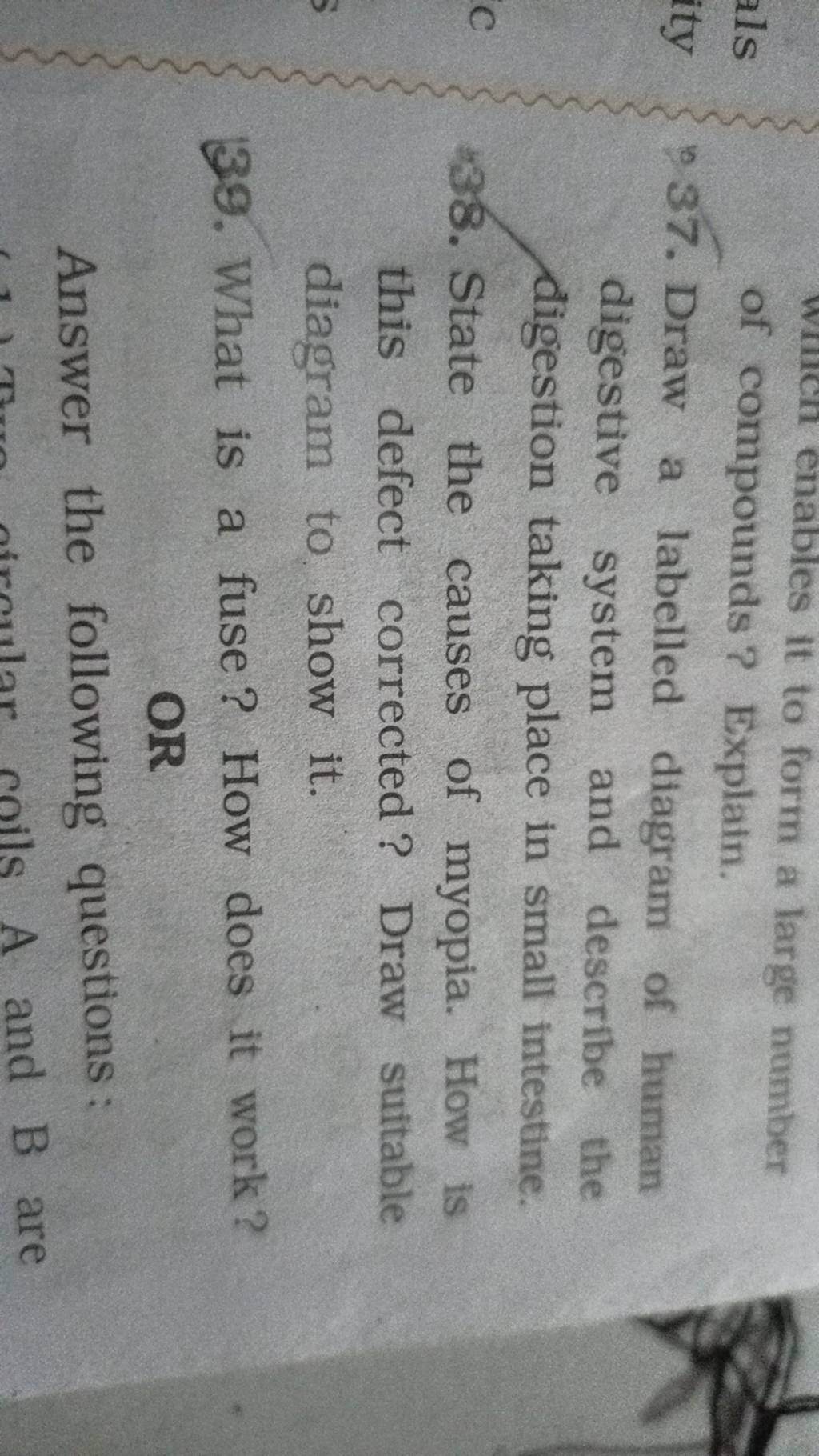 of compounds? Explain. "37. Draw a labelled diagram of human digestive sy..
