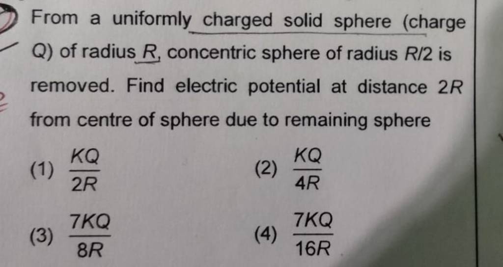 From a uniformly charged solid sphere (charge Q) of radius R, concentric