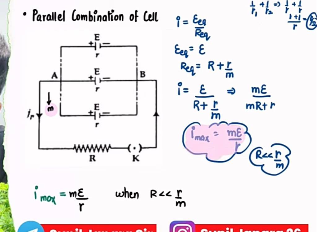 - Parallel Combination of Cell i=Req εeq εeq =εReq =R+mr i=R+mr ε ⇒r2 1