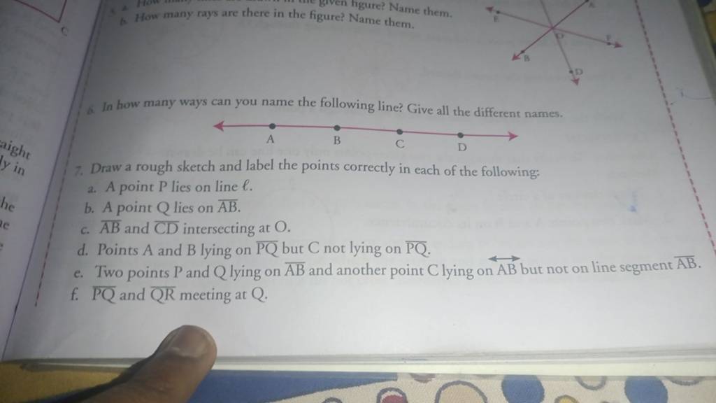 6. How many rays are there in the figure? Name them. 6. In how many ways