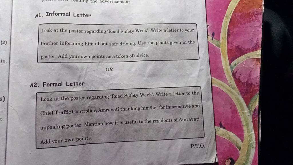 A1. Informal Letter Look at the poster regarding Road Safety Week'. Write.. A1. Informal Letter Look at the poster regarding Road Safety Week'. Write..
