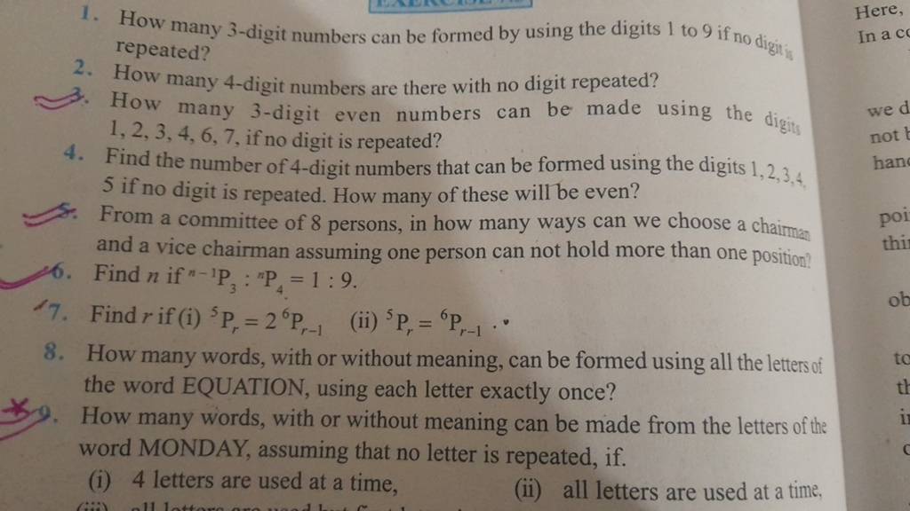 1 How Many 3 Digit Numbers Can Be Formed By Using The Digits 1 To 9 If N