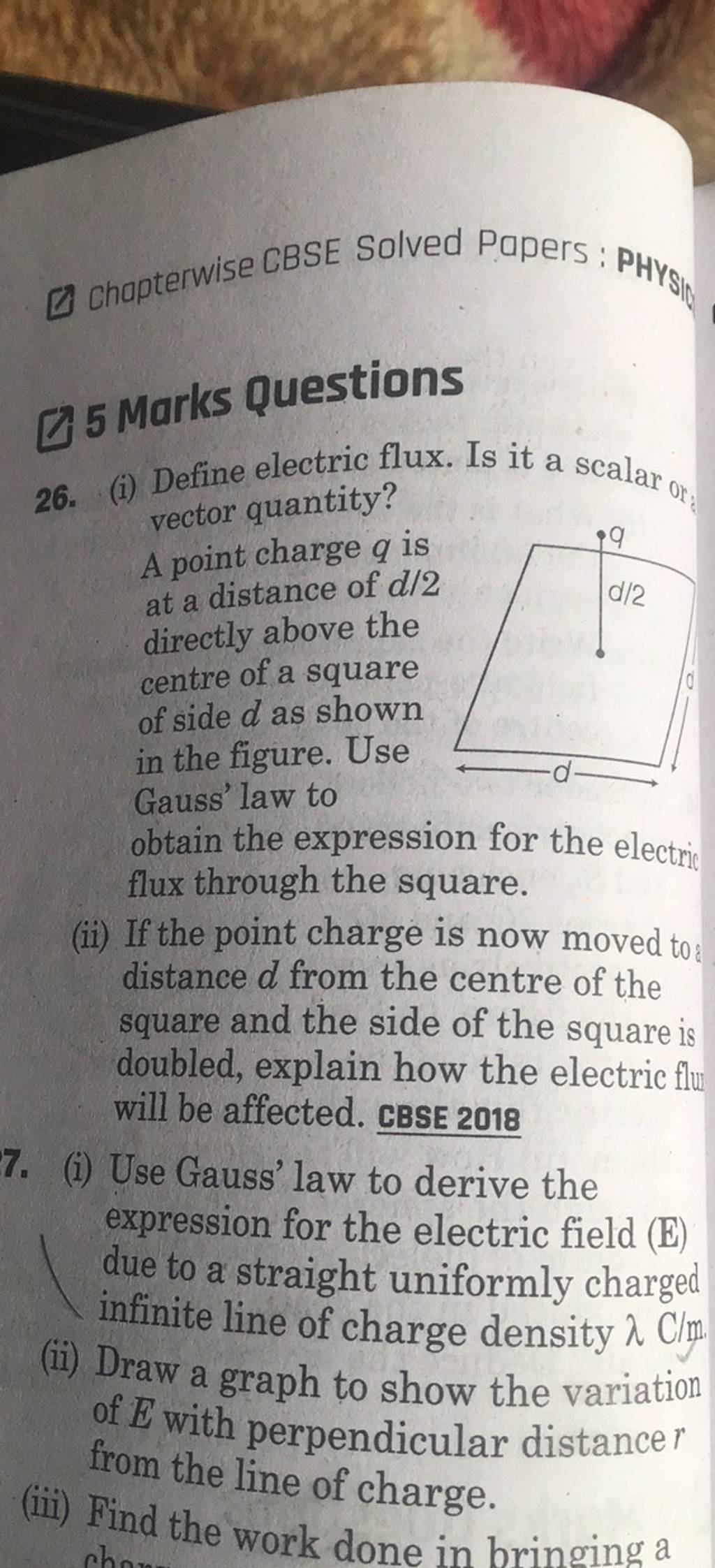 [ chapterwise CBSE Solved Papers: PHy In [ 5 Marks questions 26. (i) Defi..