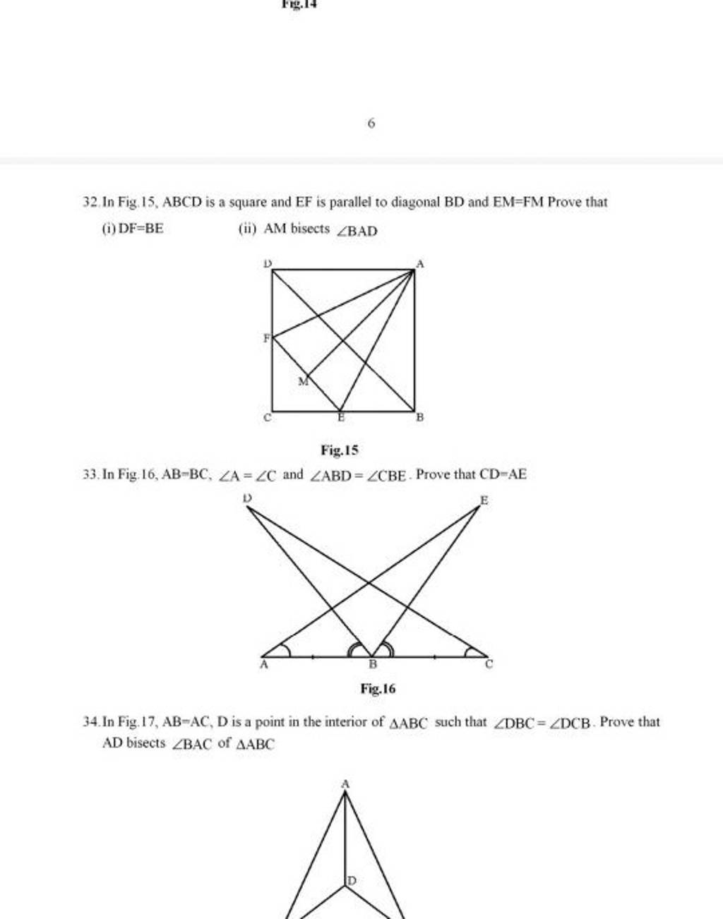 32 In Fig 15 Abcd Is A Square And Ef Is Parallel To Diagonal Bd And Em
