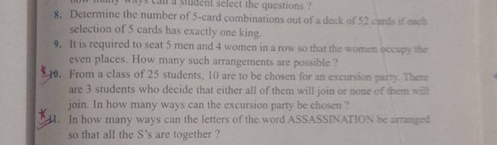 8. Determine the number of 5 -card combinations out of a deck of 52 cards..