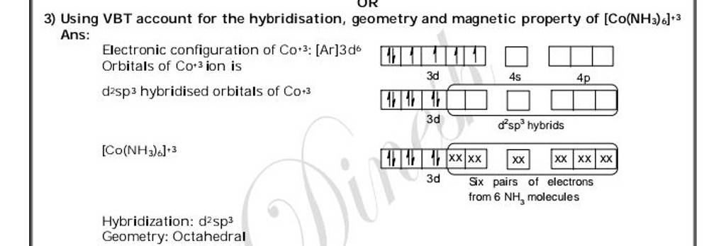 3) Using VBT account for the hybridisation, geometry and magnetic propert..