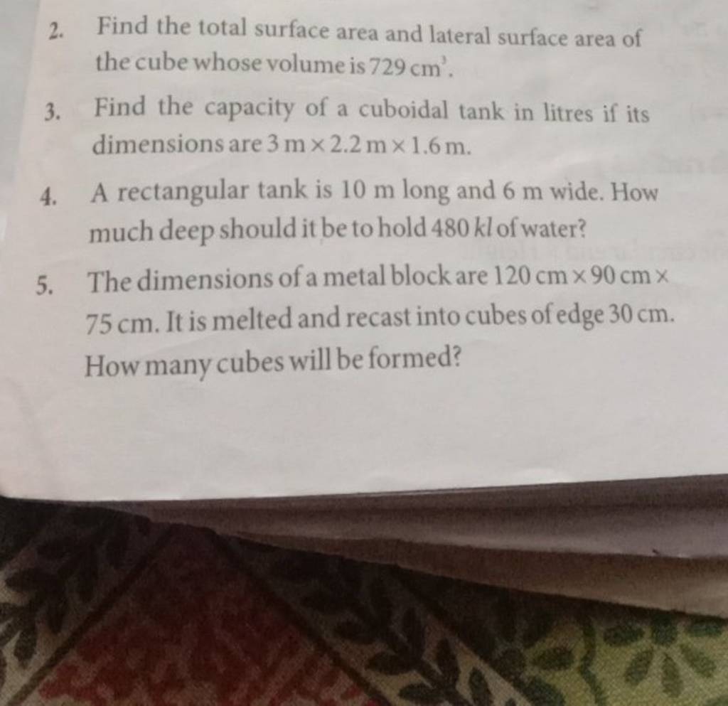 2. Find the total surface area and lateral surface area of the cube whose..