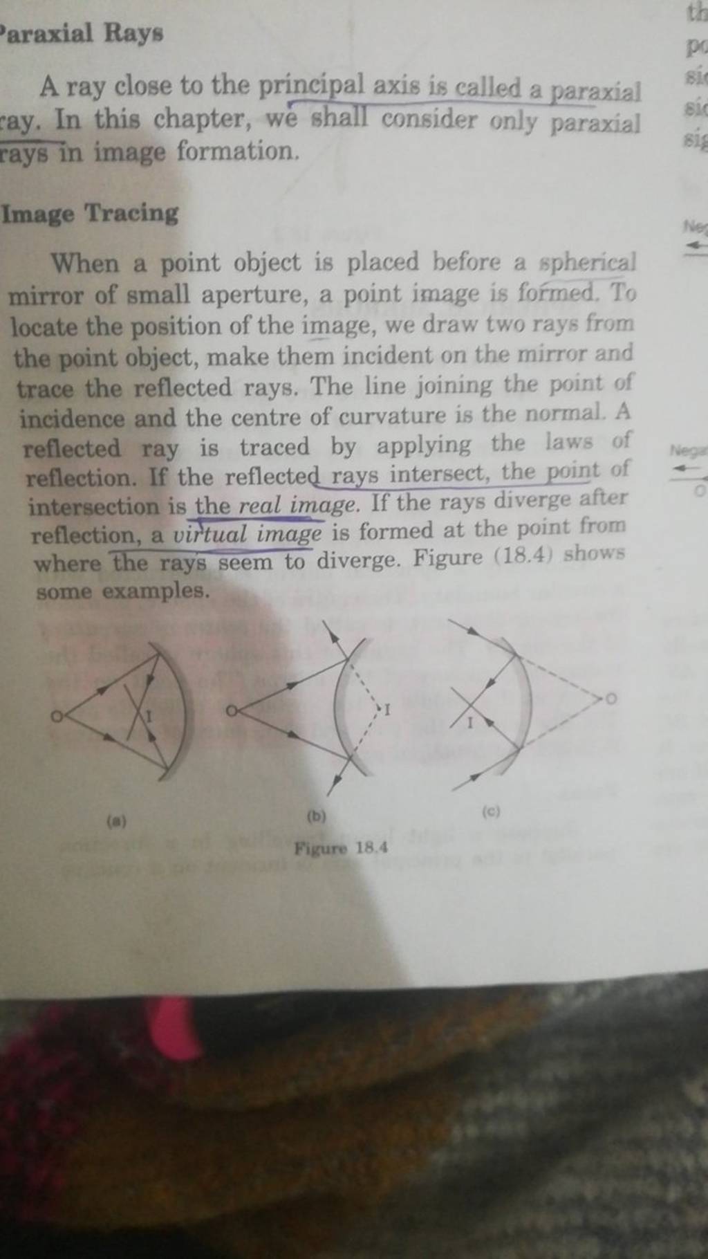 'araxial Rays A ray close to the principal axis is called a paraxial cay...