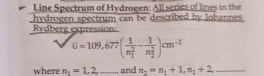 Line Spectrum of Hydrogen: All series of lines in the hydrogen spectrum c..