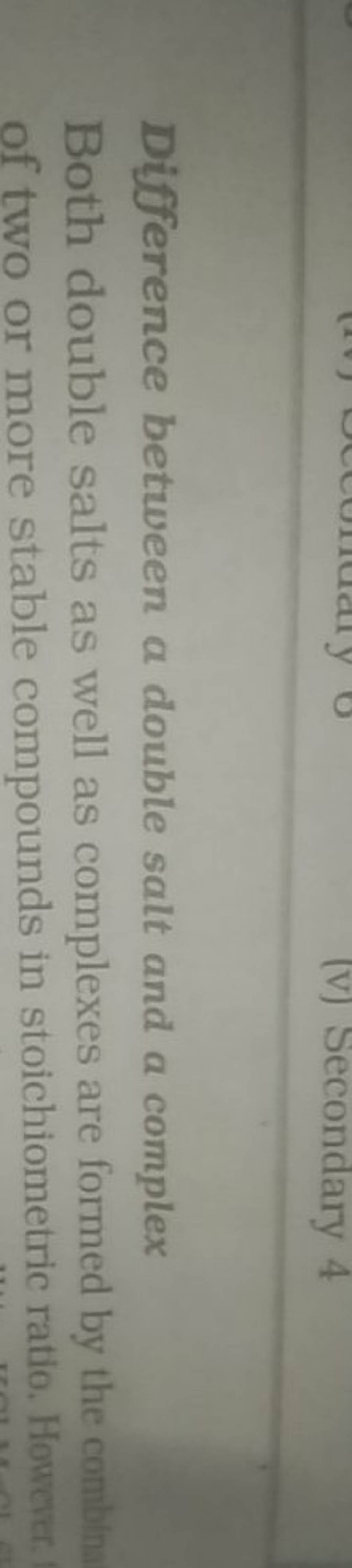 Difference between a double salt and a complex Both double salts as well