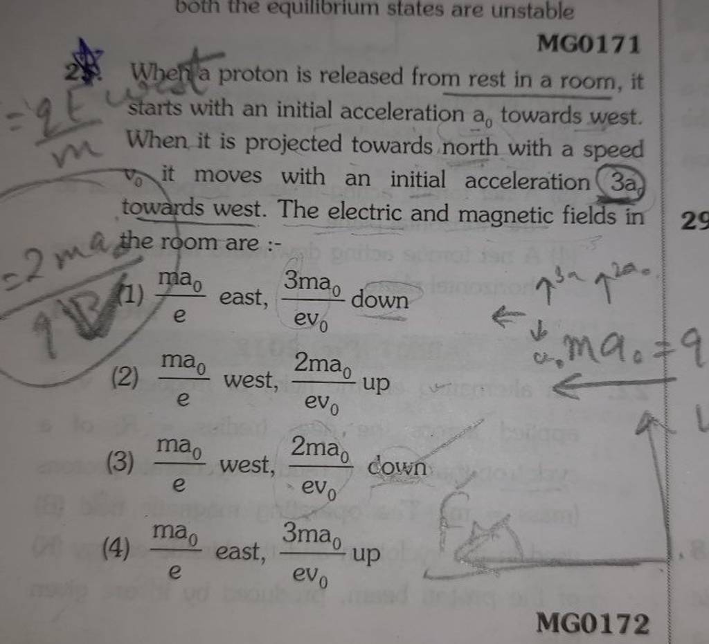 MG0171 Whenfa proton is released from rest in a room, it starts with an i..